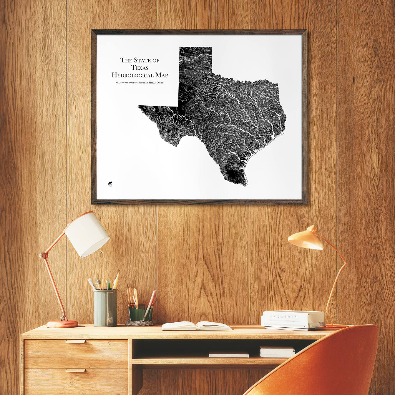 Texas Hydrology Series Map | Map of rivers, streams & more – Muir Way