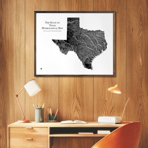 Texas Hydrology Series Map | Map of rivers, streams & more – Muir Way