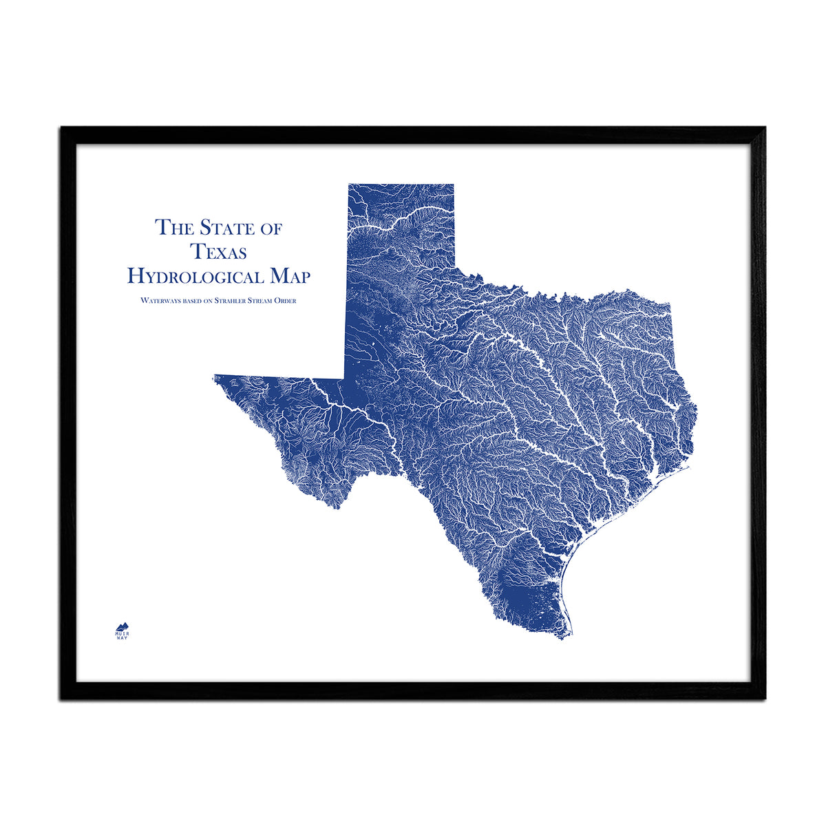 Texas Hydrology Series Map | Map of rivers, streams & more - Muir Way