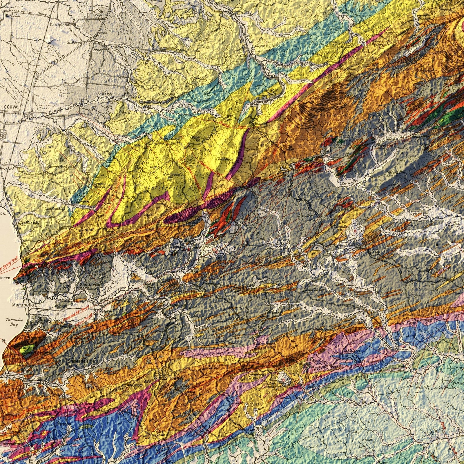 Trinidad 1959 Shaded Relief Map – Muir Way