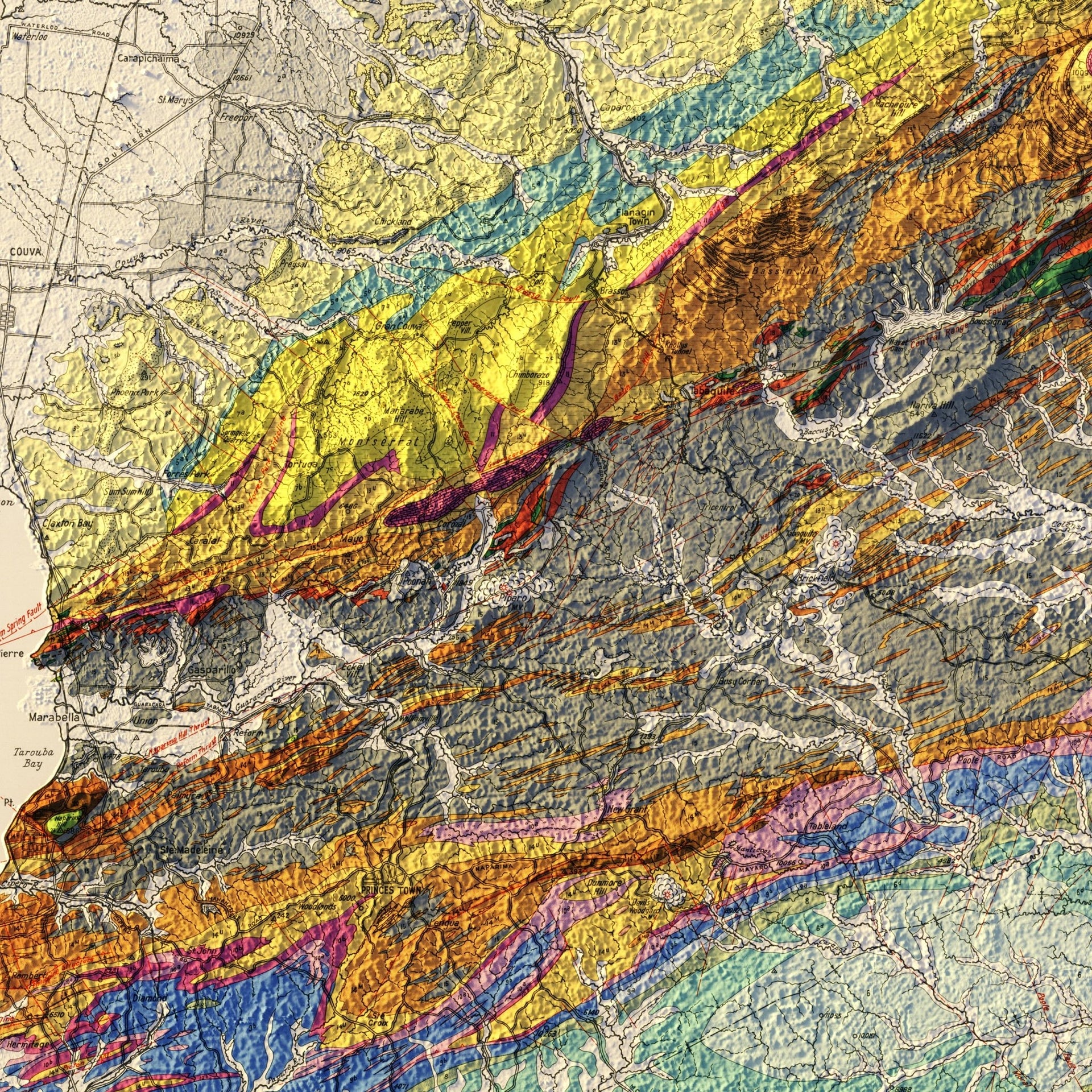 Trinidad 1959 Shaded Relief Map – Muir Way