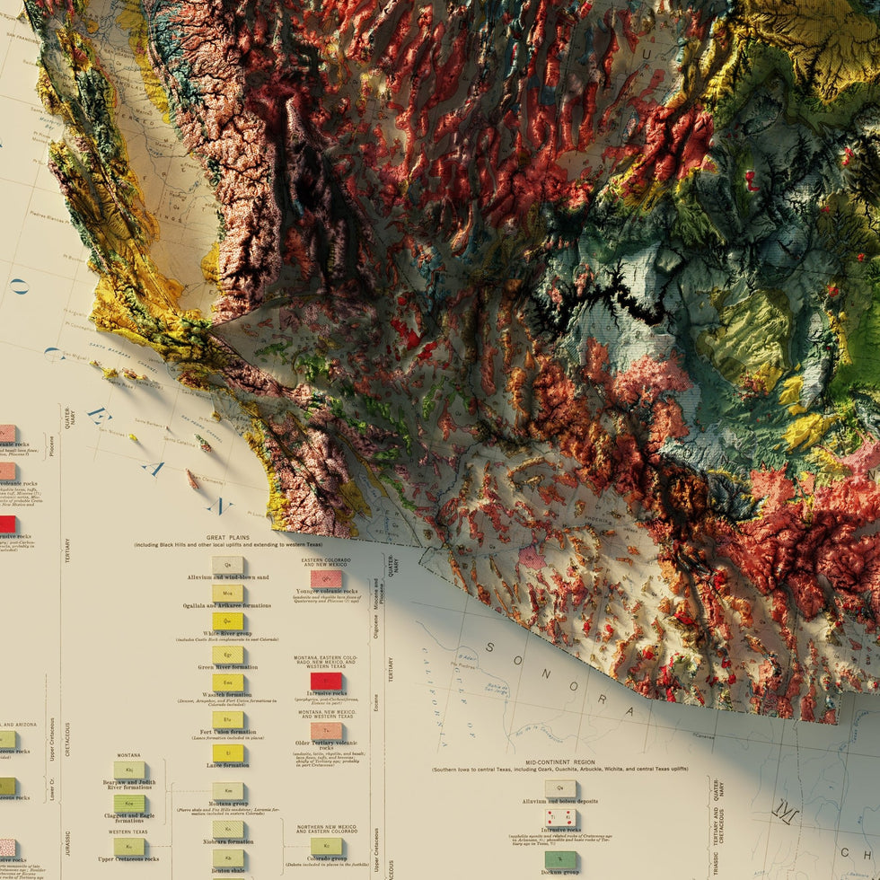 Vintage Relief Map Prints | Shaded Detail with Frame Options – Muir Way