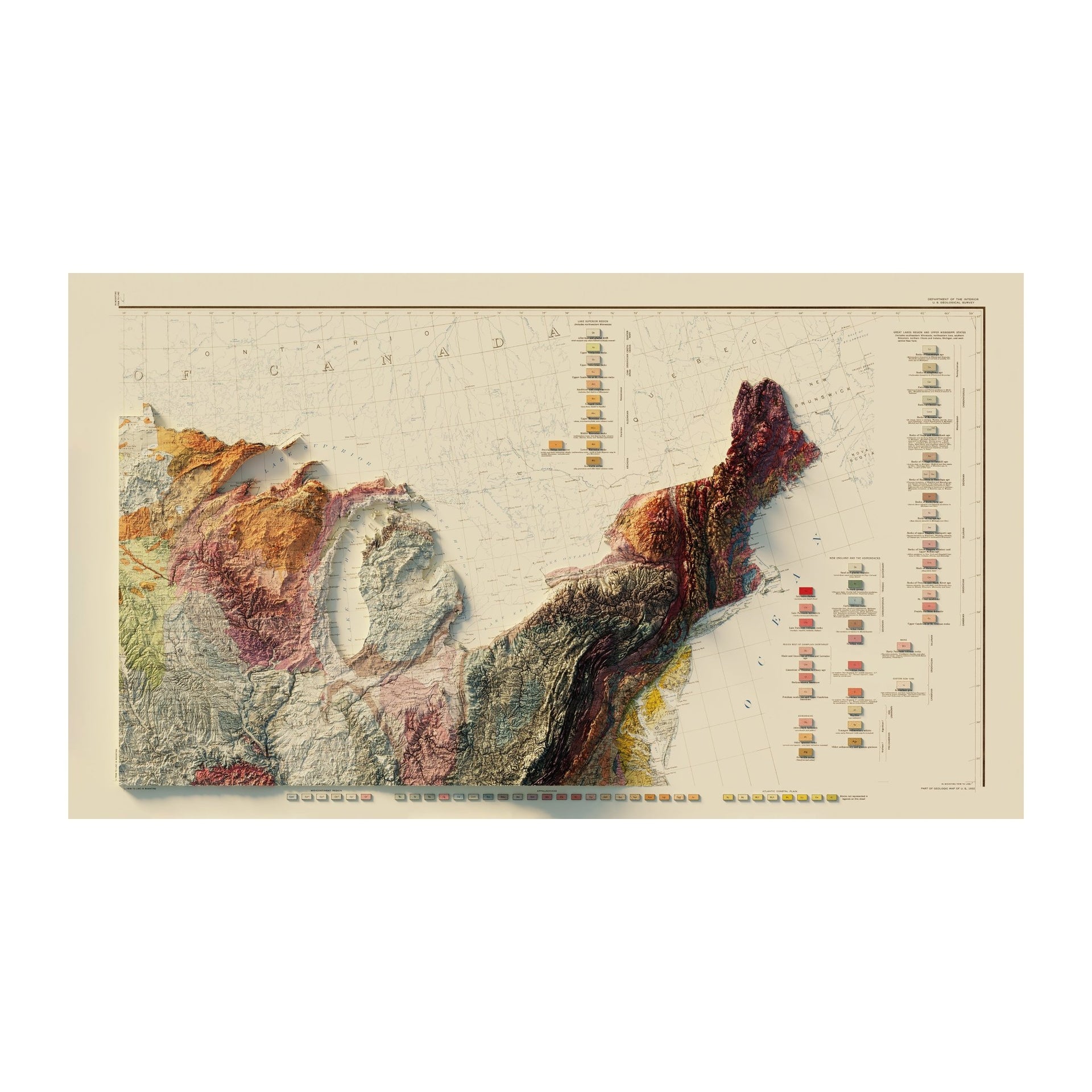 USA Quadrant NE 1932 Shaded Relief Map – Muir Way