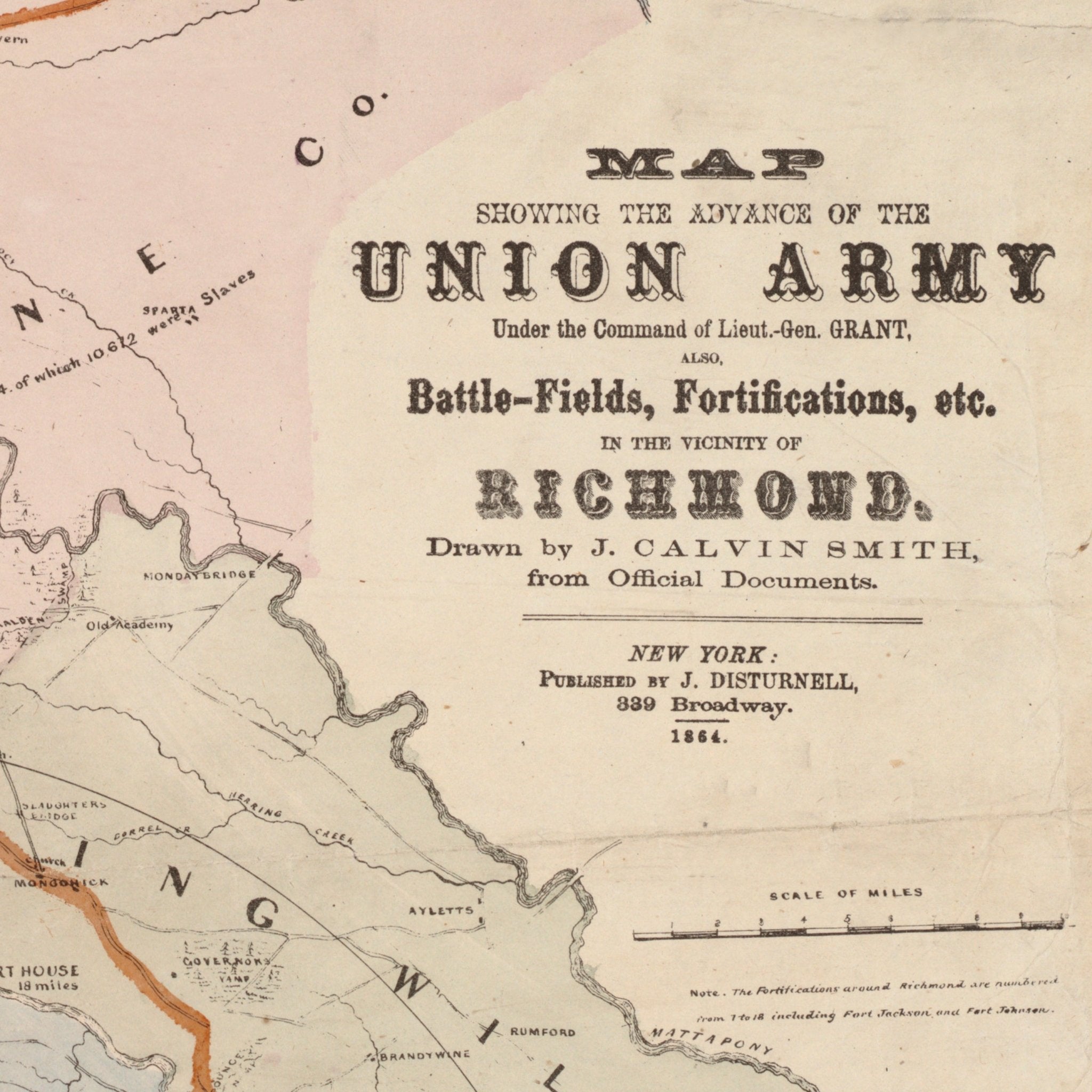 Detailed Full Color Civil War Union Army Map of Richmond Virginia ...