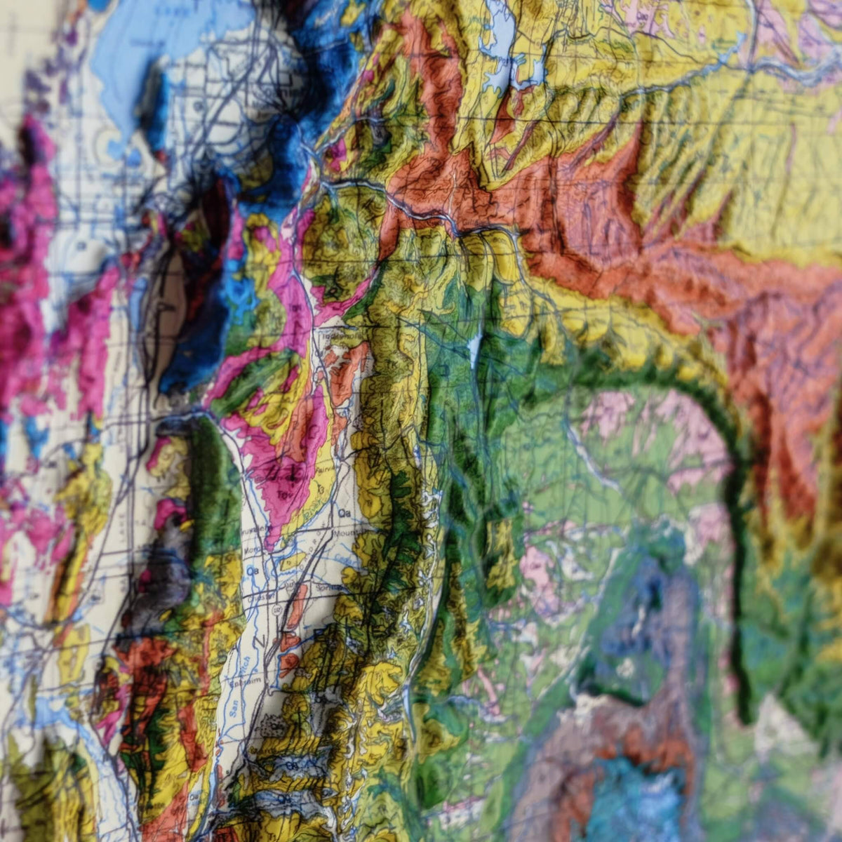 Colorful Raised Relief Utah 3D Map from 1980 by Muir Way