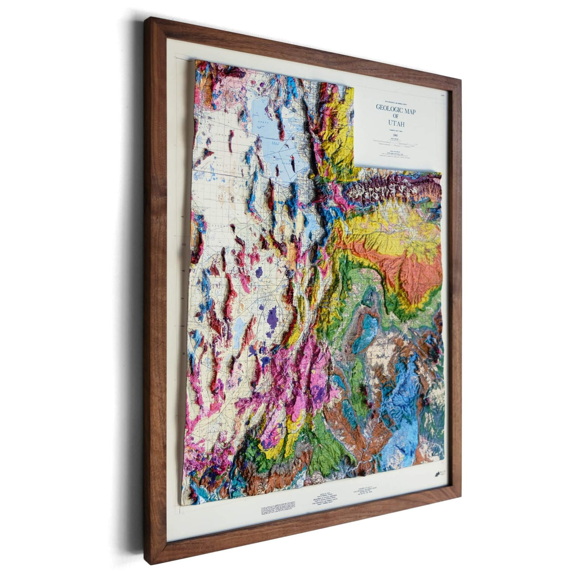 Colorful Raised Relief Utah 3D Map from 1980 by Muir Way