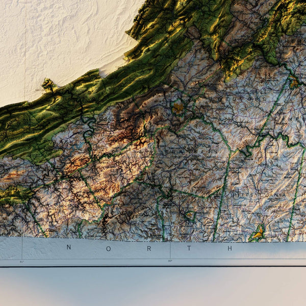 1957 Vintage Relief Map of Virginia | USGS, Relief Shading - Muir Way