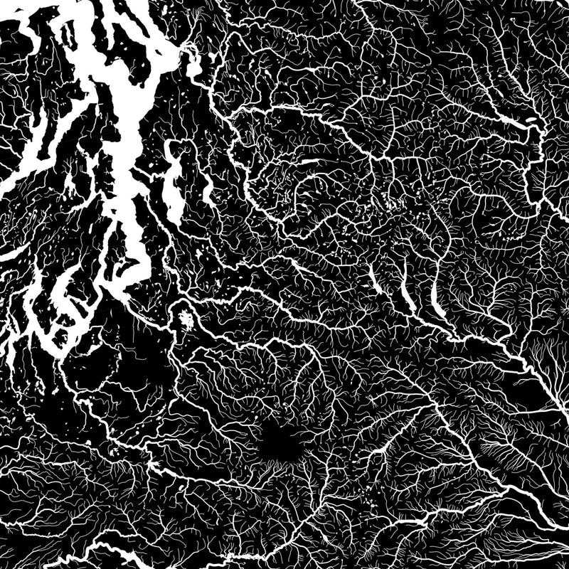 Washington Hydrology Series Map | Map of rivers, streams & more - Muir Way