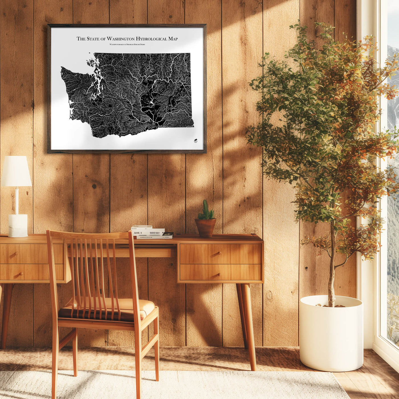 Washington Hydrology Series Map | Map of rivers, streams & more – Muir Way