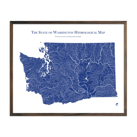Washington Hydrology Series Map | Map of rivers, streams & more – Muir Way
