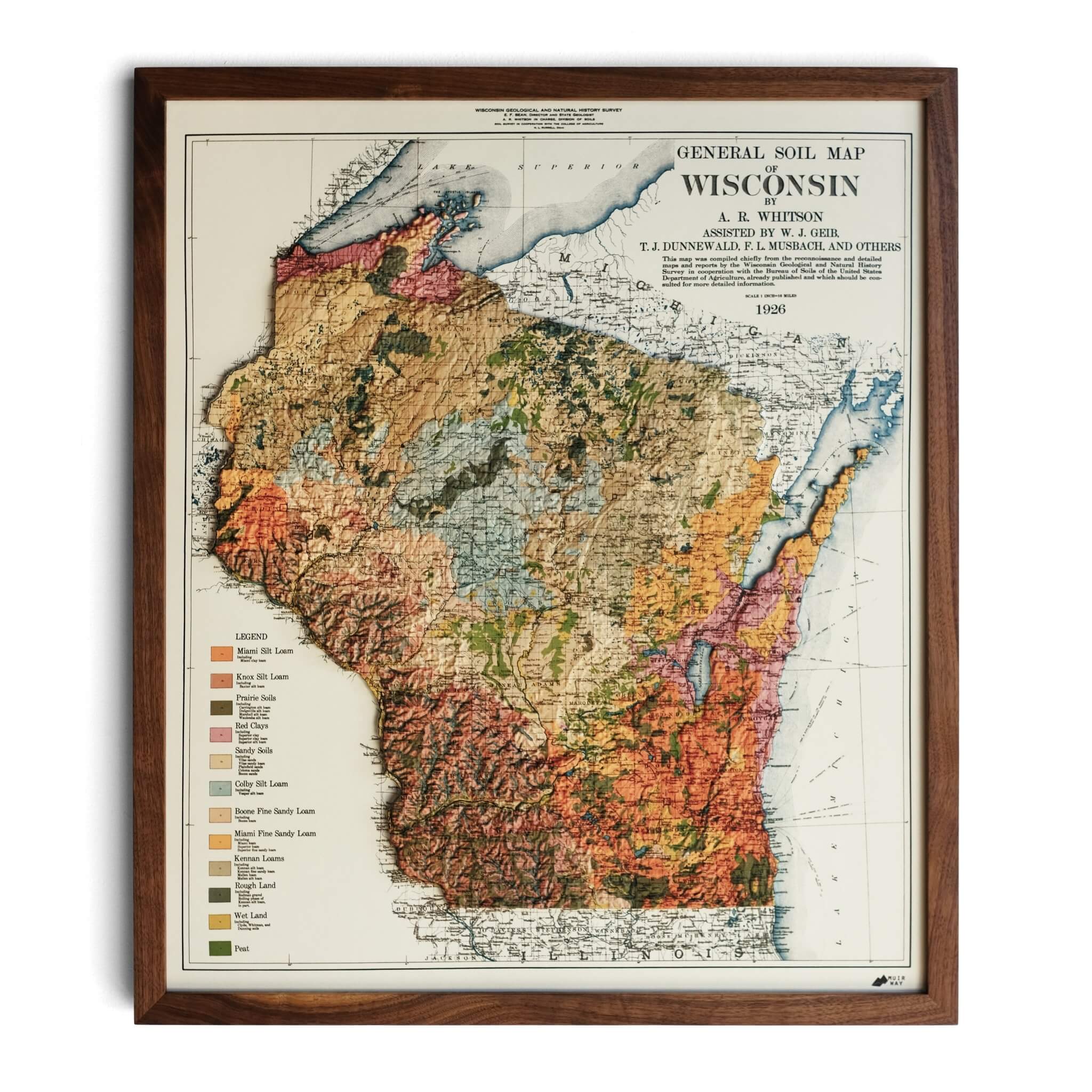 Wisconsin relief maps, hydrological maps & elevation prints. - Muir Way