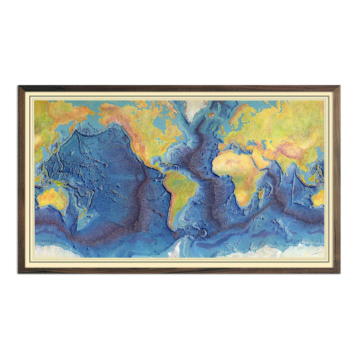 Vintage World Ocean Floor Relief Map | Muir Way