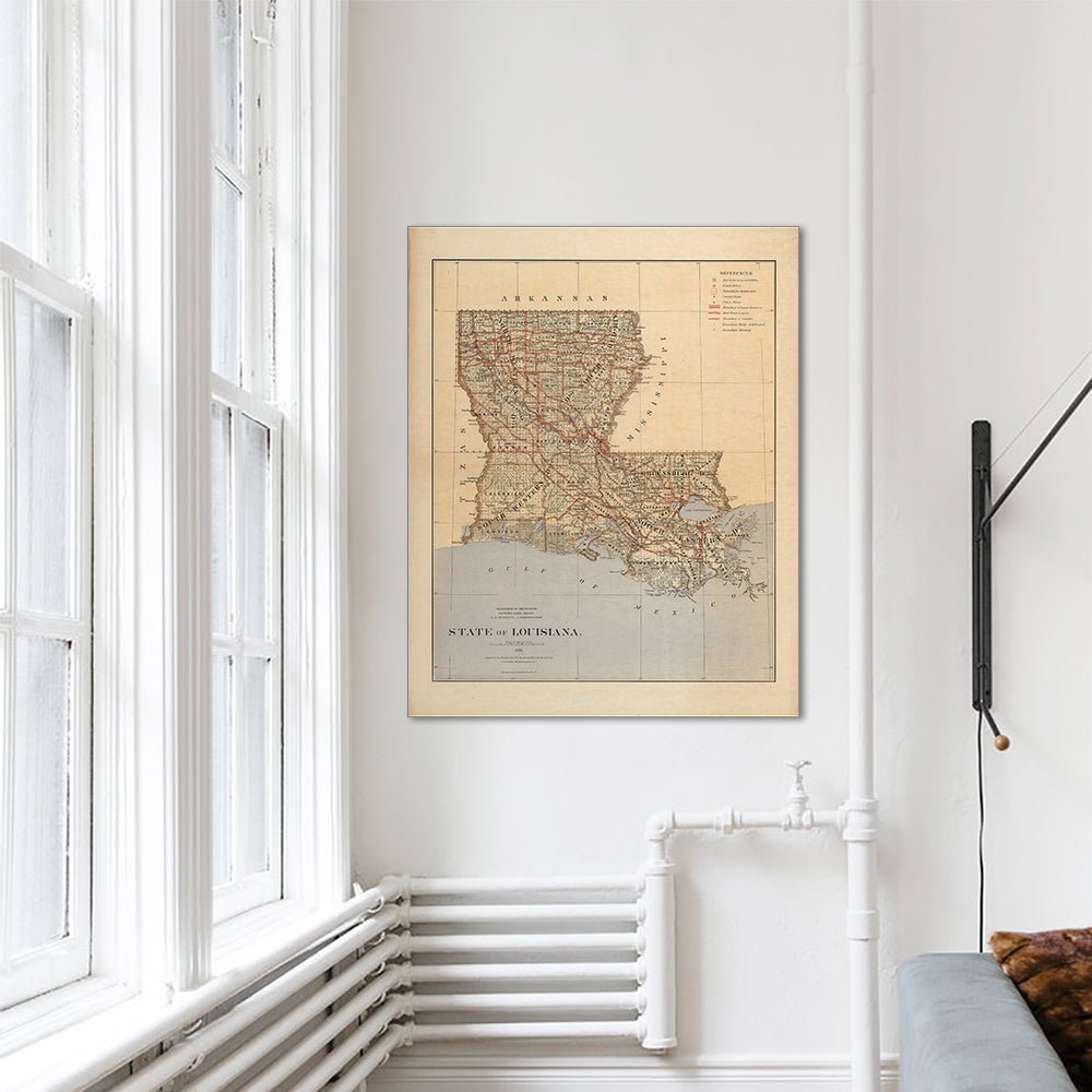 Louisiana State Map from 1876 - Muir Way