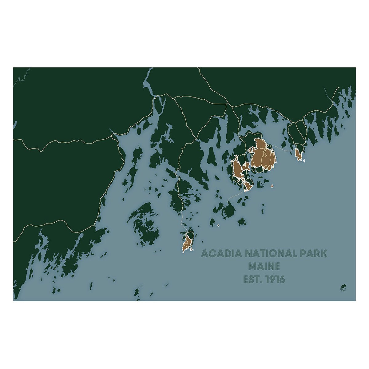 Acadia National Park Poster Acadia National Park Map Muir Way Acadia National Park Poster Acadia National Park Map Muir Way