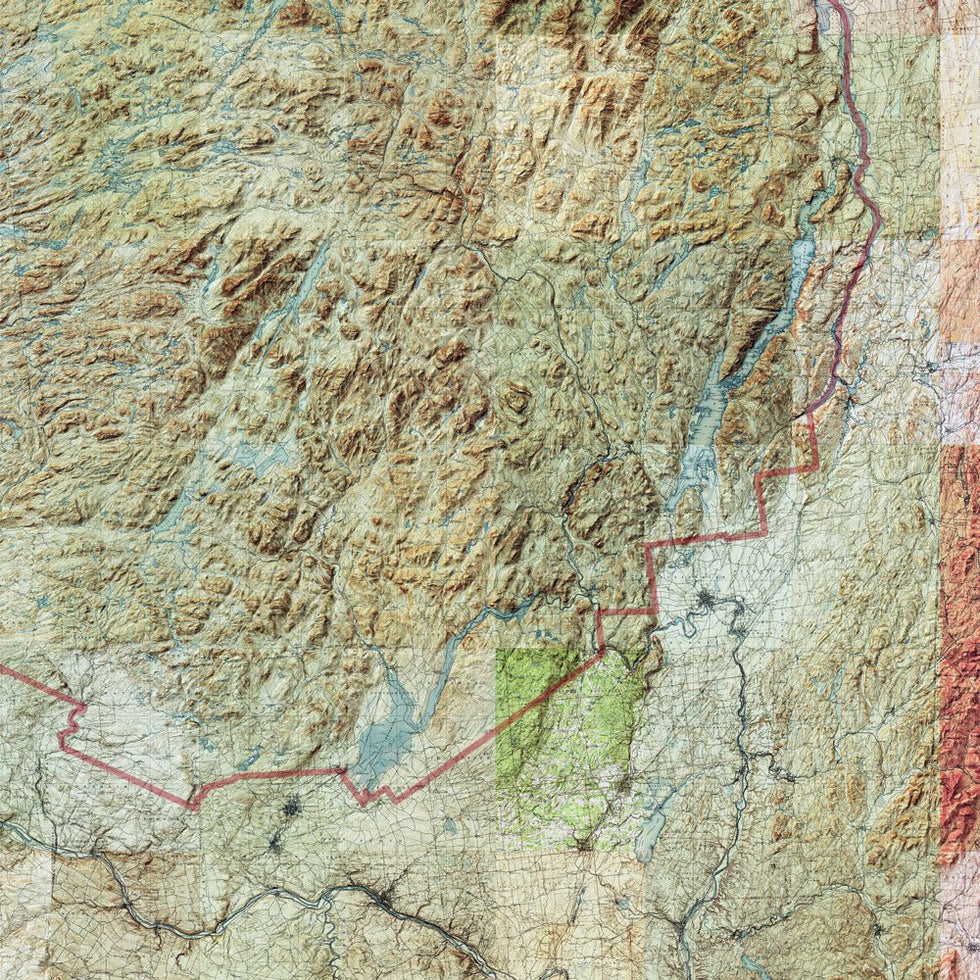 Adirondack Topographical Relief Map | Vintage Elevation maps – Muir Way