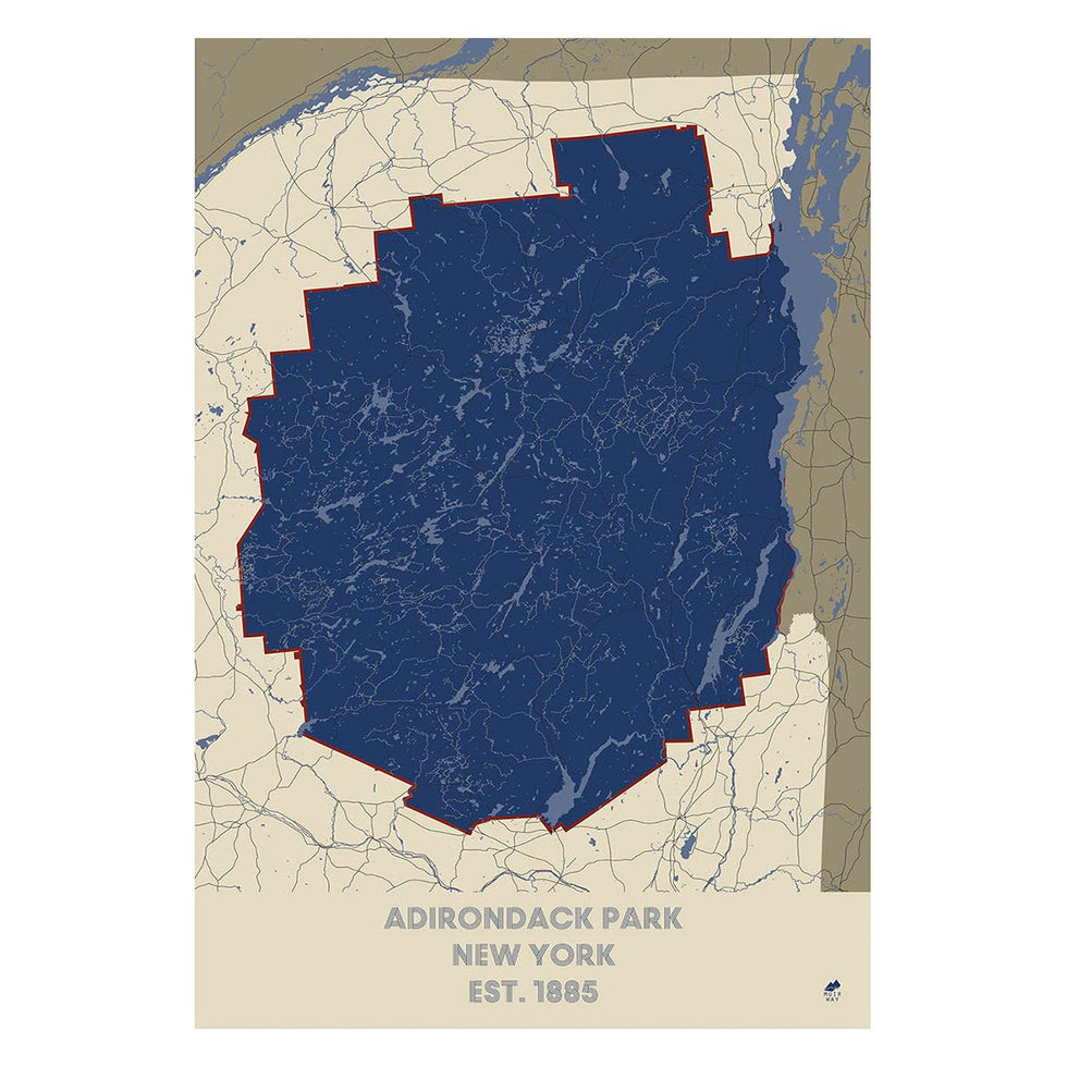 Adirondack Park Poster | Adirondack Park Map | Muir Way