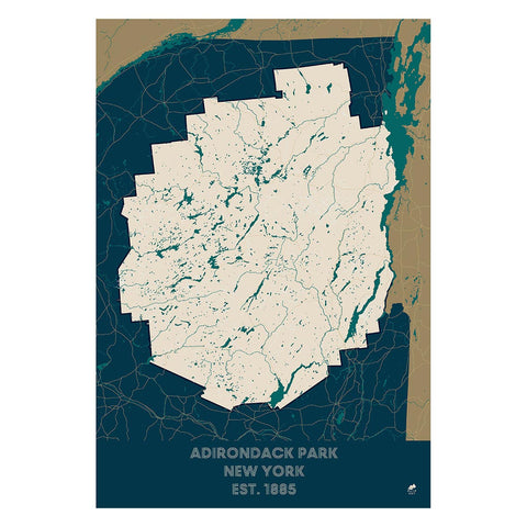 Adirondack Park Poster | Adirondack Park Map | Muir Way