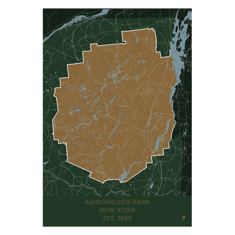 Adirondack Park Poster | Adirondack Park Map | Muir Way