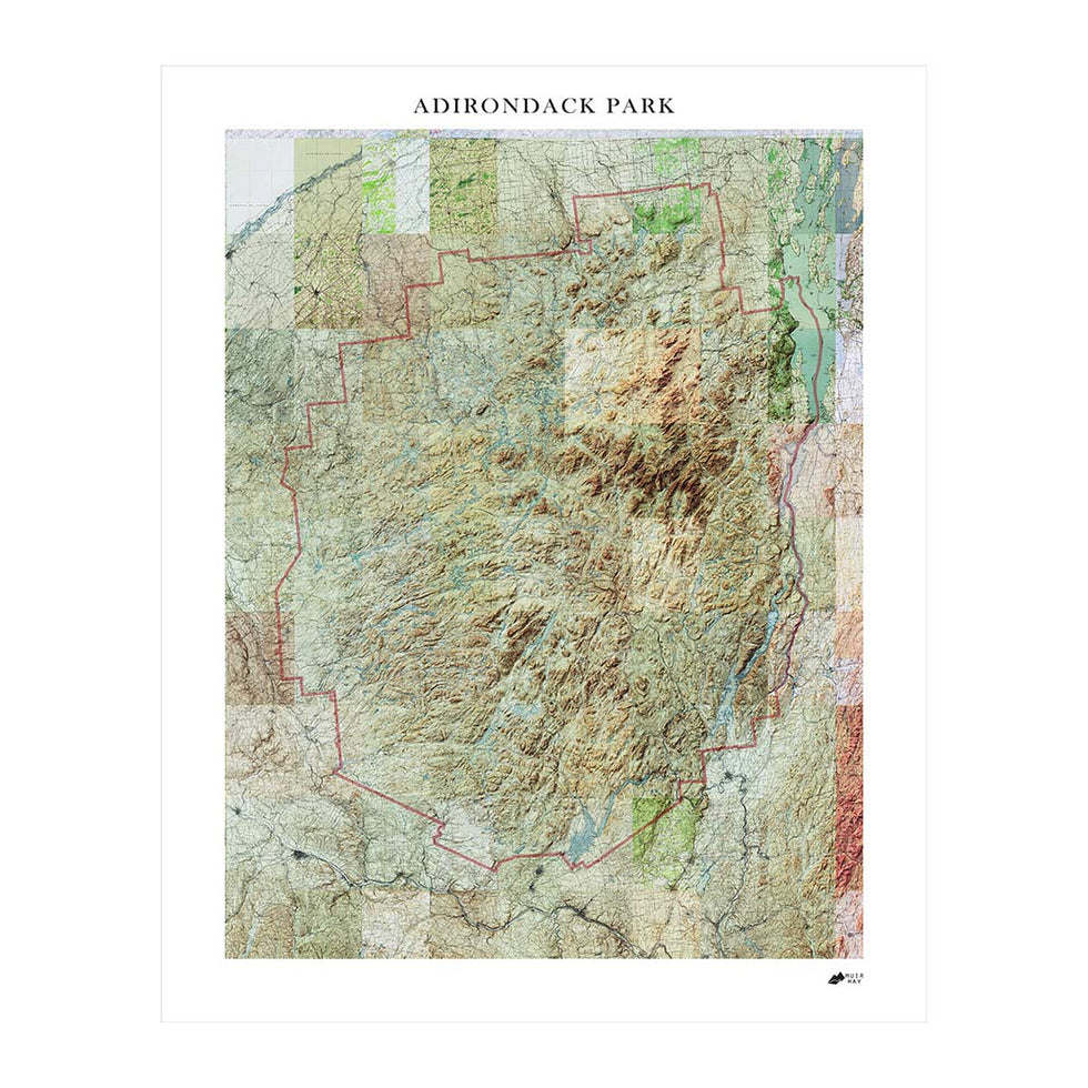 Adirondack Topographical Relief Map | Vintage Elevation maps – Muir Way