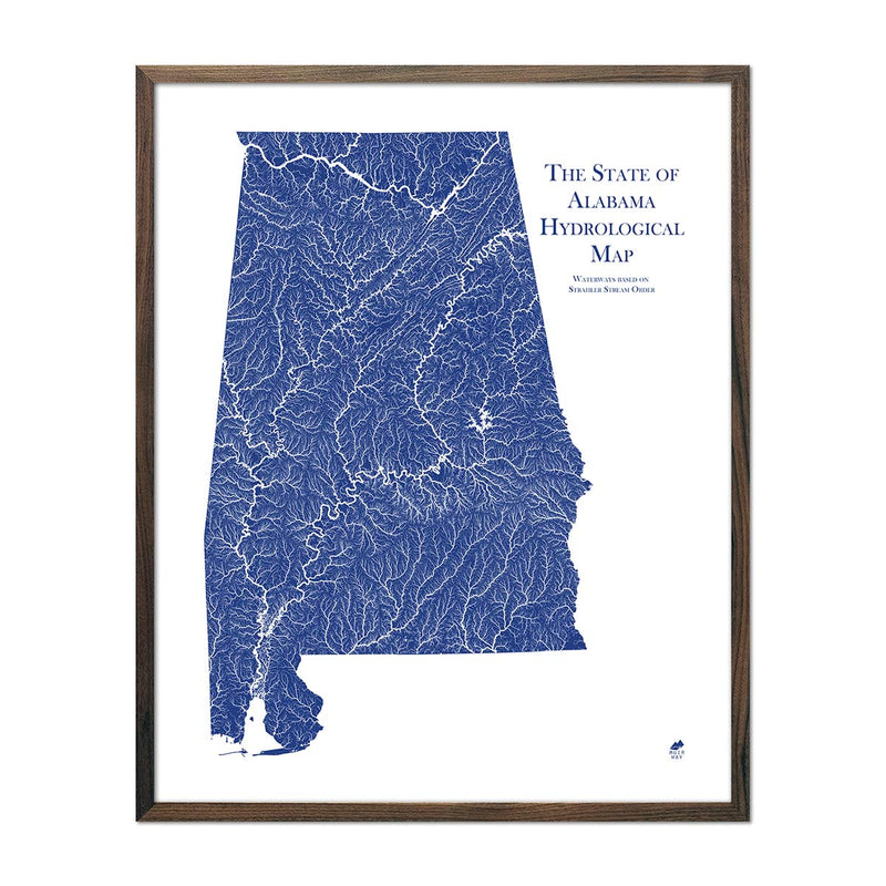 Alabama Hydrological Relief Map | Map of rivers & more - Muir Way