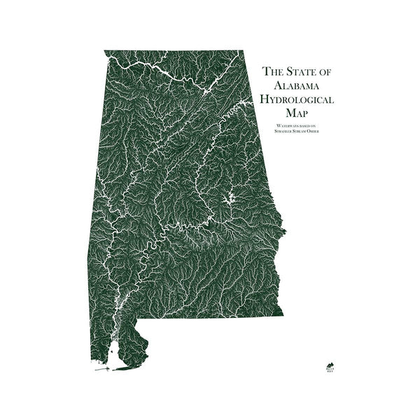 Alabama Hydrological Relief Map | Map of rivers & more - Muir Way