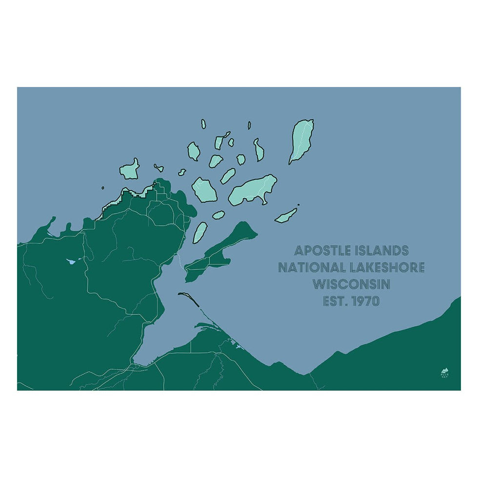 Apostle Islands National Lakeshore Map Art | Map of roads & more – Muir Way
