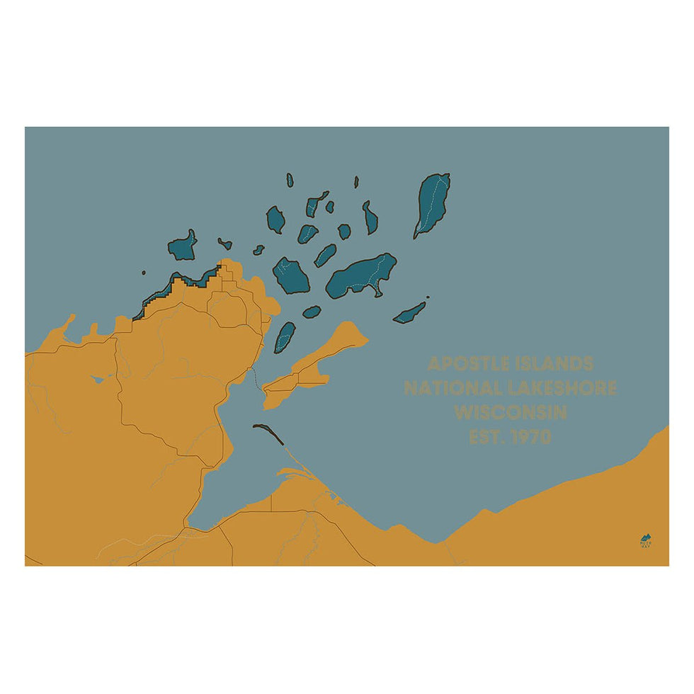 Apostle Islands National Lakeshore Map Art | Map of roads & more – Muir Way