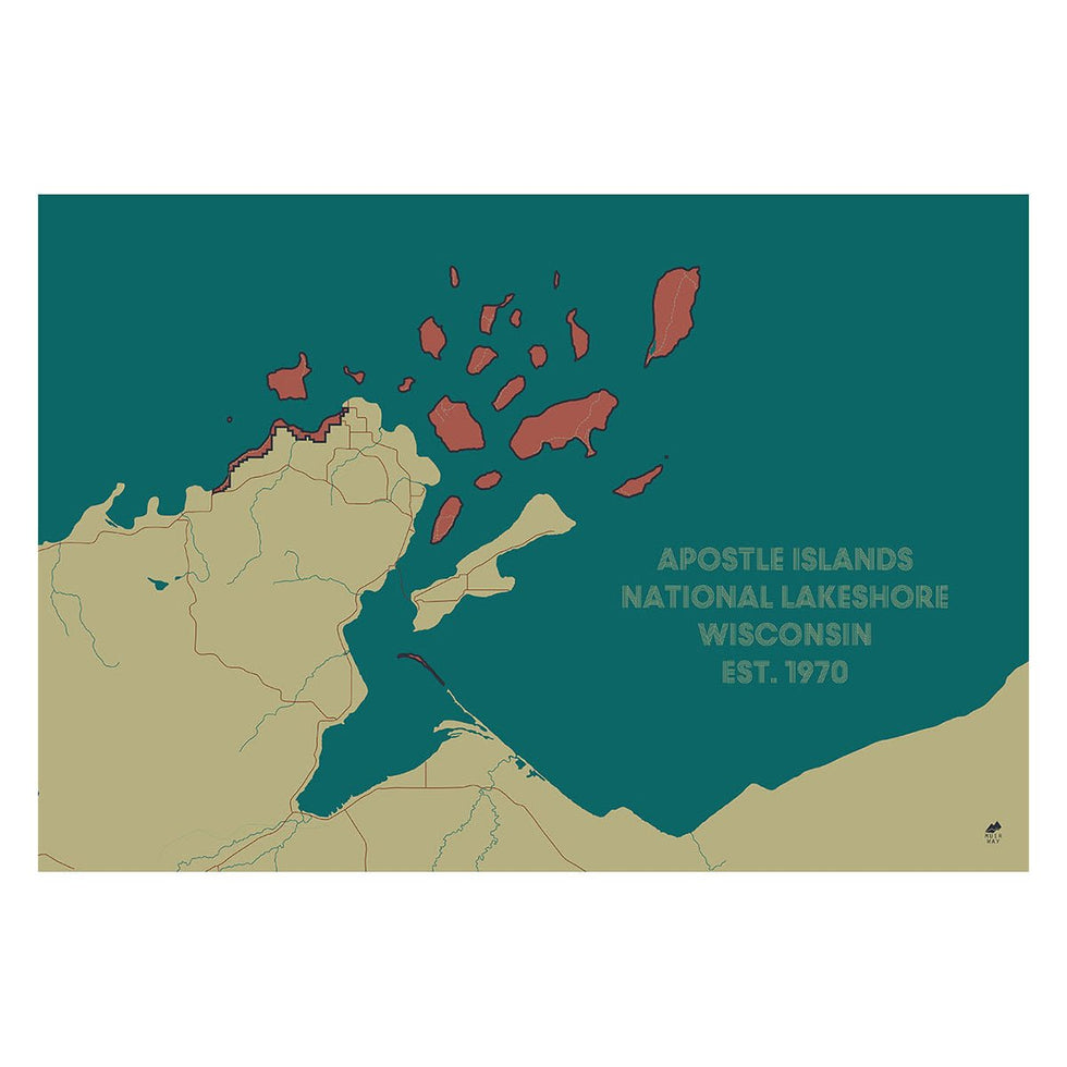 Apostle Islands National Lakeshore Map Art | Map of roads & more – Muir Way
