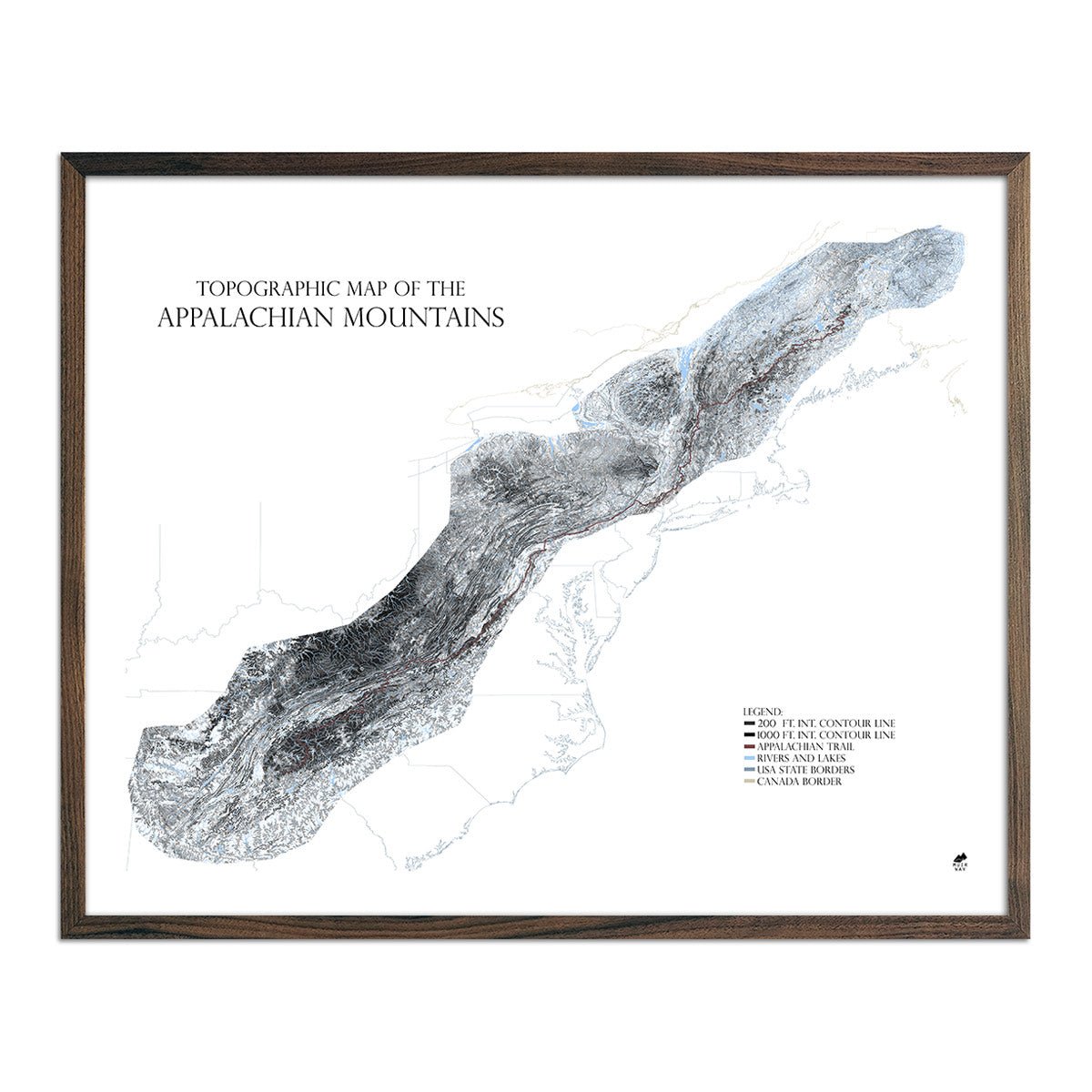 Shop US Mountain Range Maps | B&W Maps of The Rockies & More - Muir Way