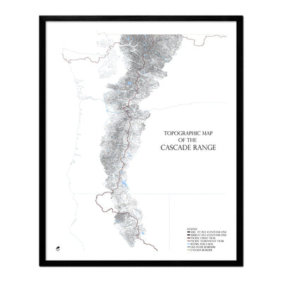 Cascade Mountain Range Map featuring the Pacific Crest Trail - Muir Way