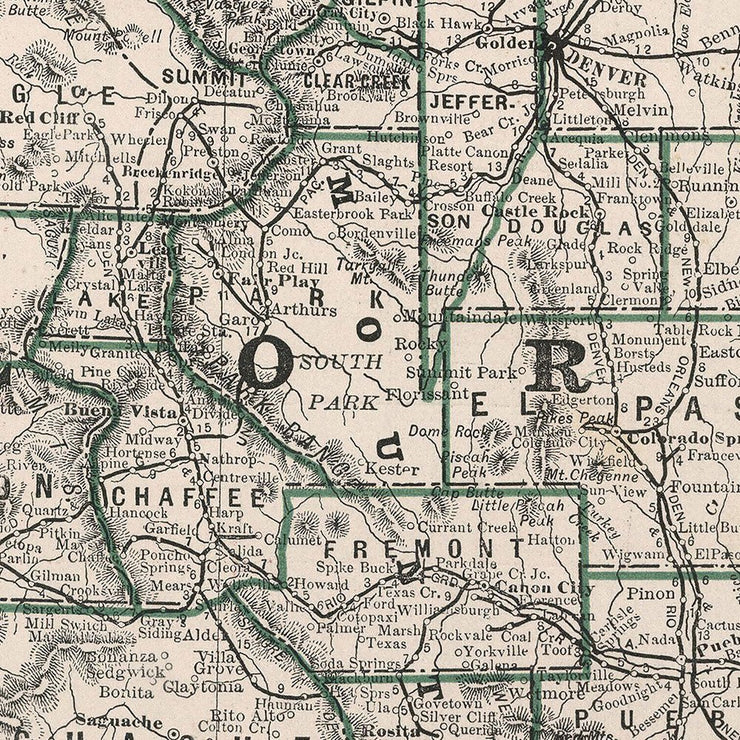 Colorado 1883 Map Print | 1883 Map Print with Nostalgic Charm – Muir Way