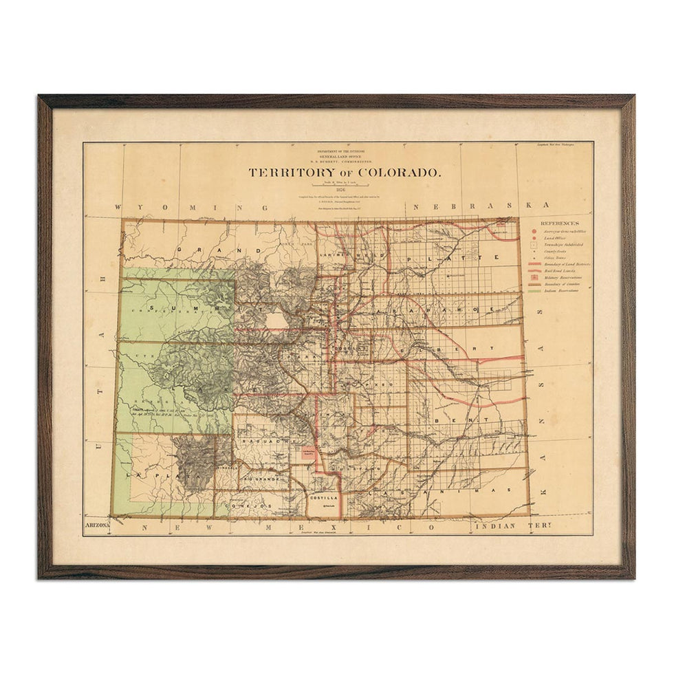US Map in 1876 | Vintage Maps of Arizona, Colorado, & more – Muir Way