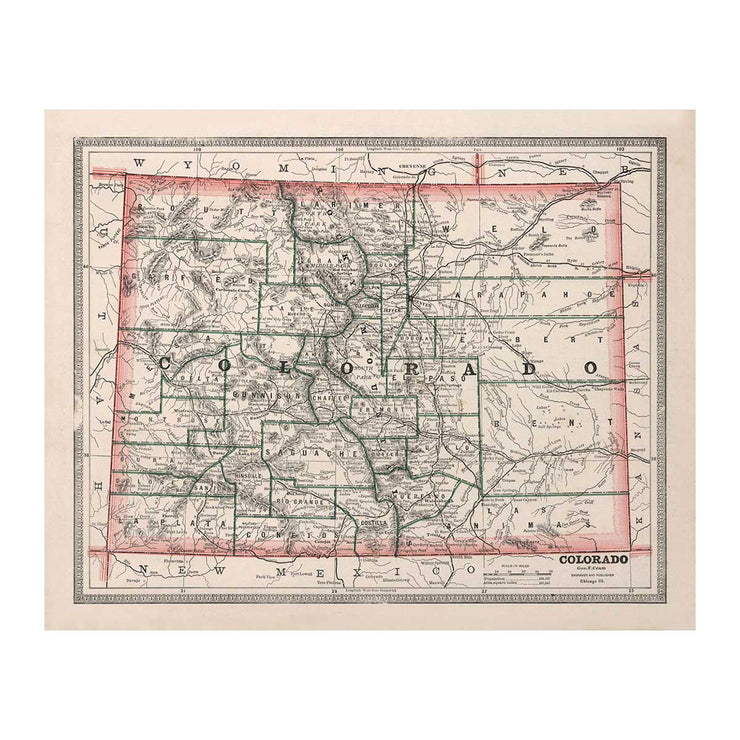 Colorado 1883 Map Print | 1883 Map Print with Nostalgic Charm – Muir Way
