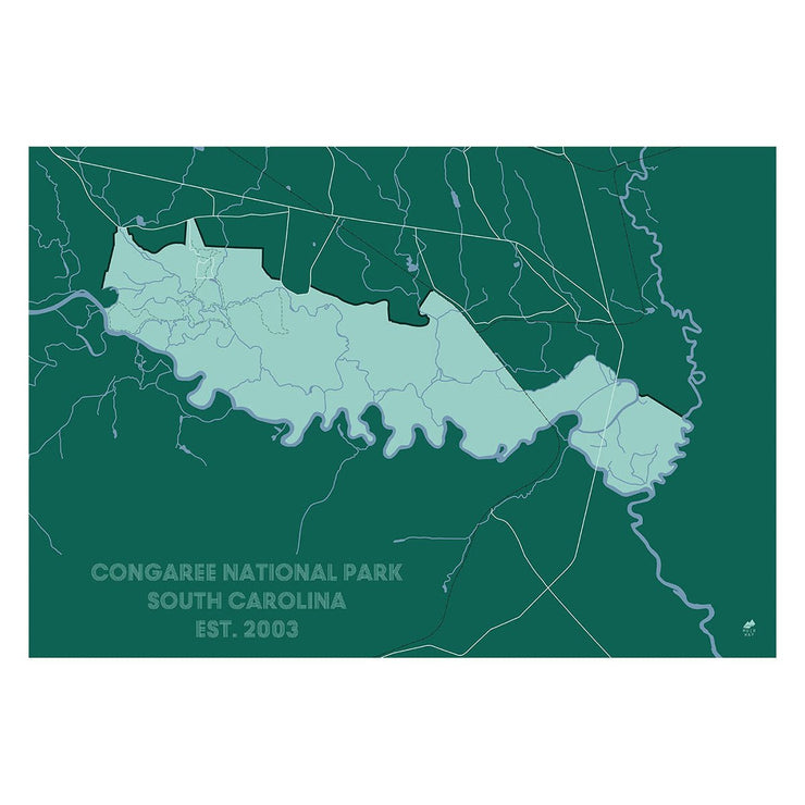 Congaree National Park Poster | National Park Map | Muir Way