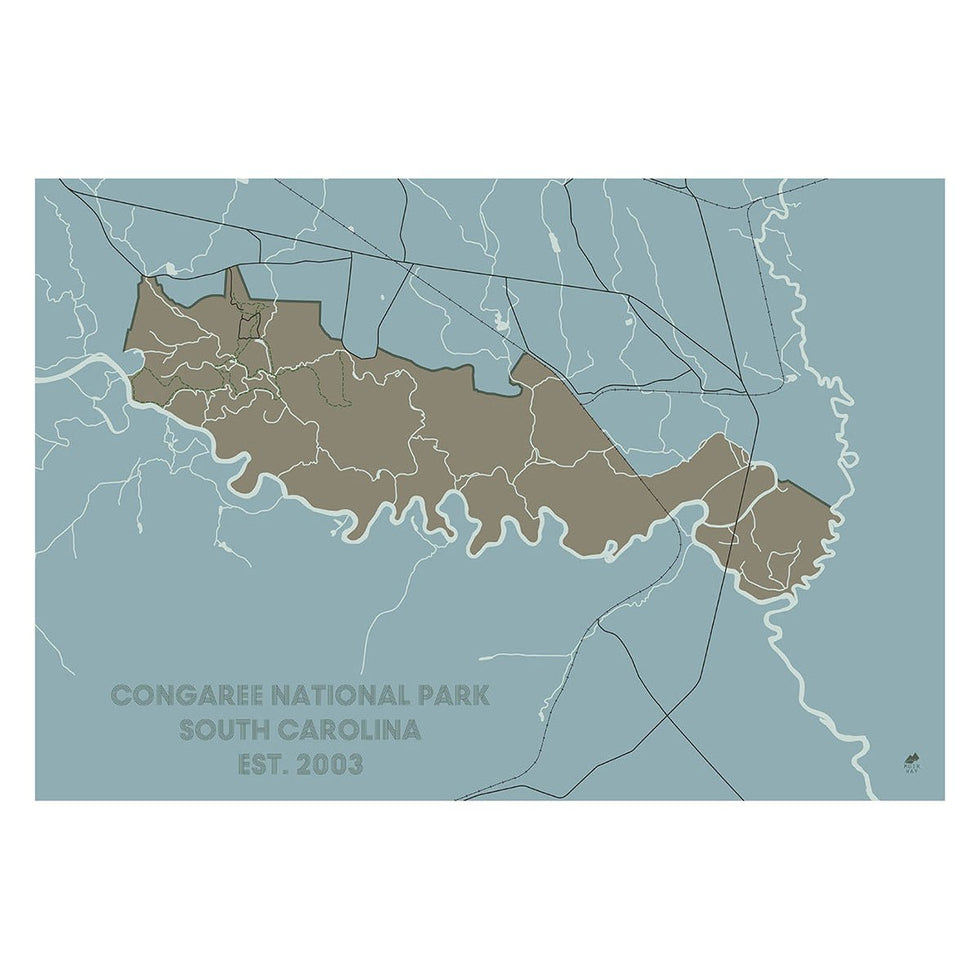 Congaree National Park Poster | National Park Map | Muir Way