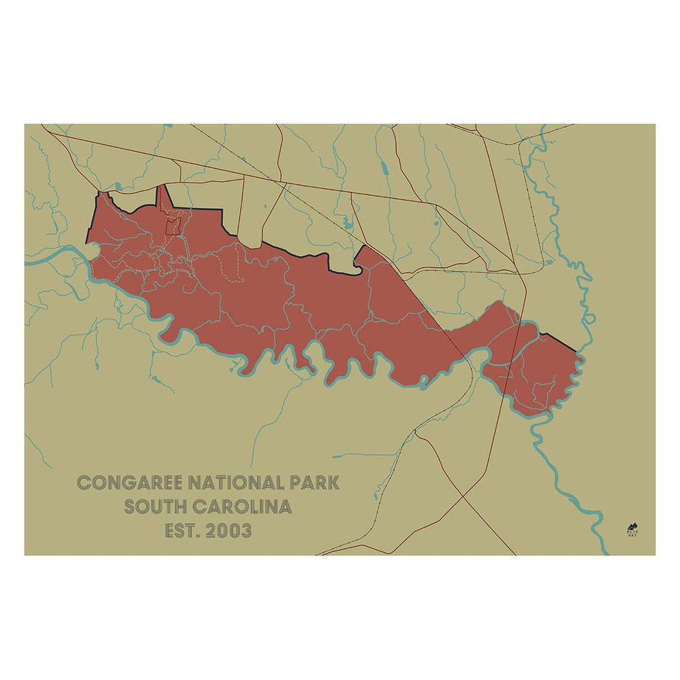 Congaree National Park Poster | National Park Map | Muir Way