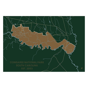Congaree National Park Poster | National Park Map | Muir Way