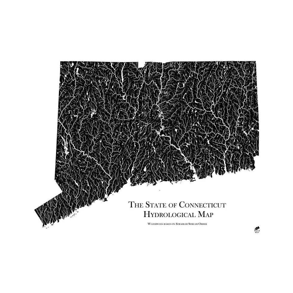 Connecticut Hydrology Series Map | Map of rivers, streams & more – Muir Way