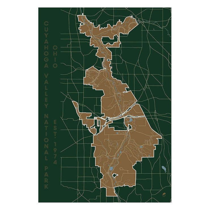 Cuyahoga Valley National Park Poster | National Park Map | Muir Way