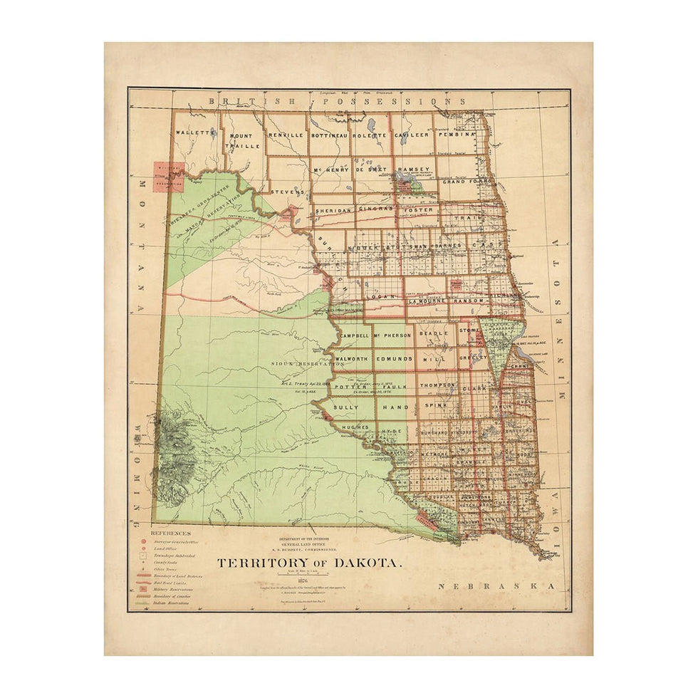 US Map in 1876 | Vintage Maps of Arizona, Colorado, & more – Muir Way