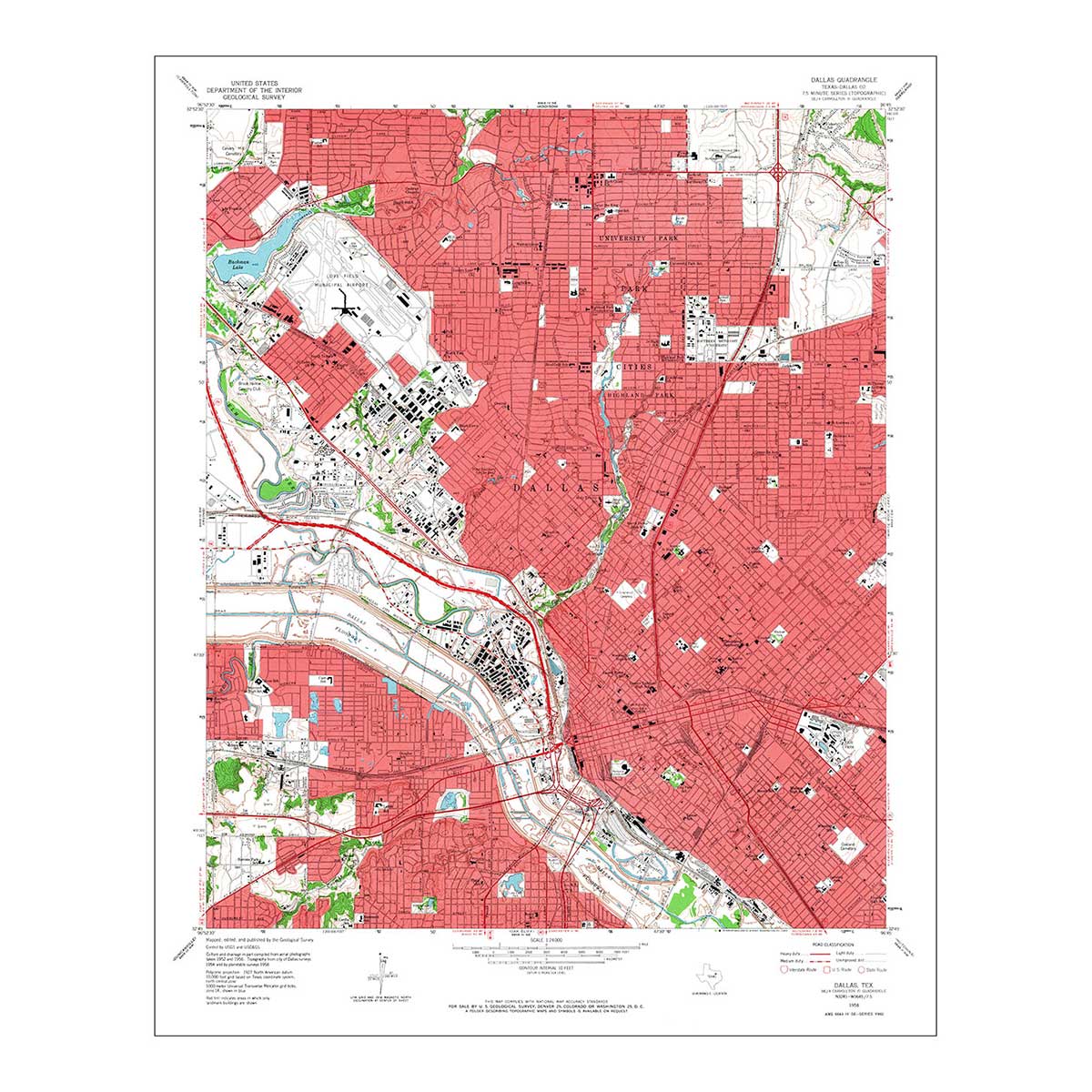 Dallas, TX 1958 USGS Map - Muir Way