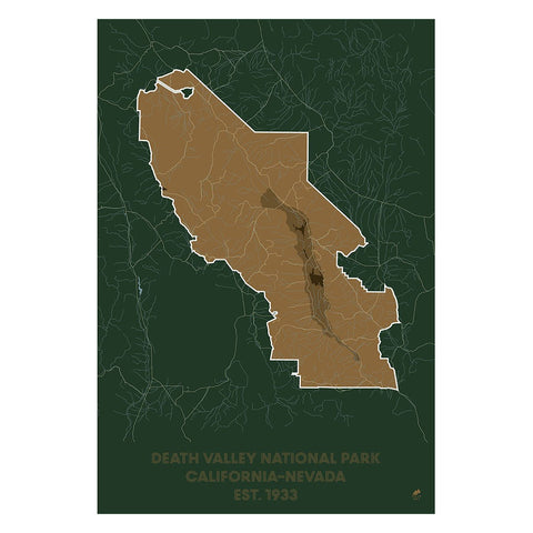 Death Valley National Park Poster | National Park Map | Muir Way