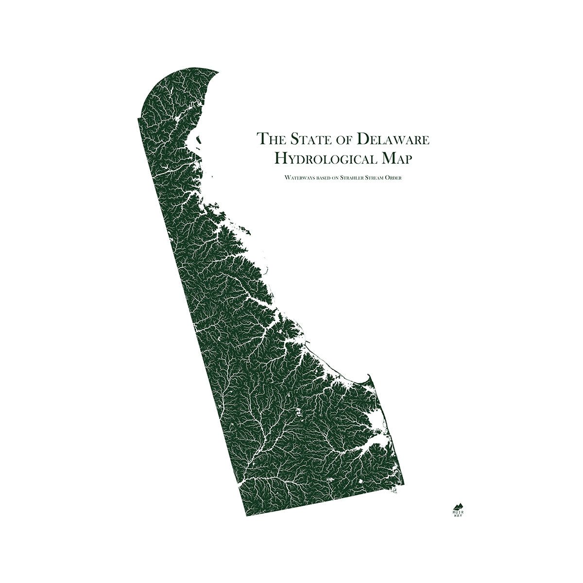 Delaware Hydrology Series Map | Map of rivers, streams & more - Muir Way