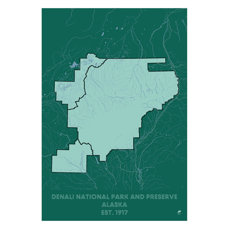 Denali National Park & Preserve Poster | National Park Map | Muir Way