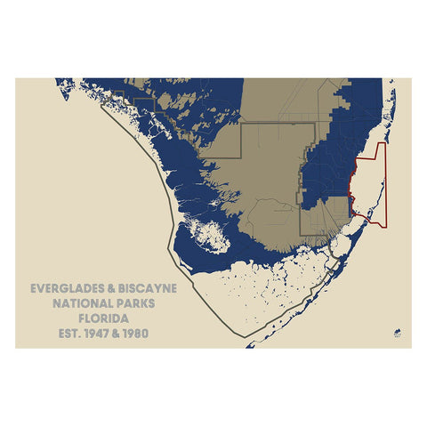 Everglades & Biscayne National Park Map Poster | Muir Way