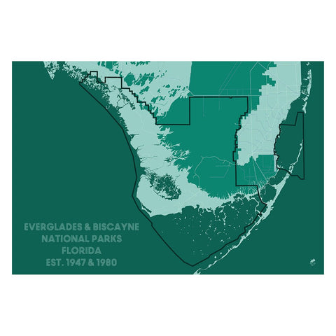 Everglades & Biscayne National Park Map Poster | Muir Way