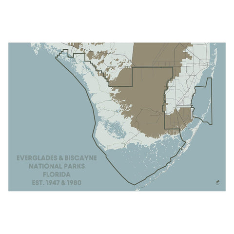 Everglades & Biscayne National Park Map Poster | Muir Way