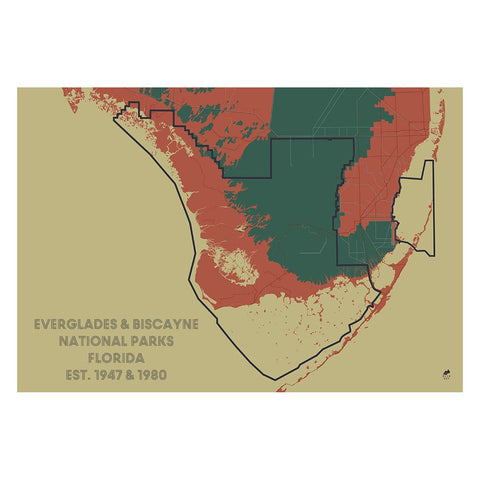 Everglades & Biscayne National Park Map Poster | Muir Way