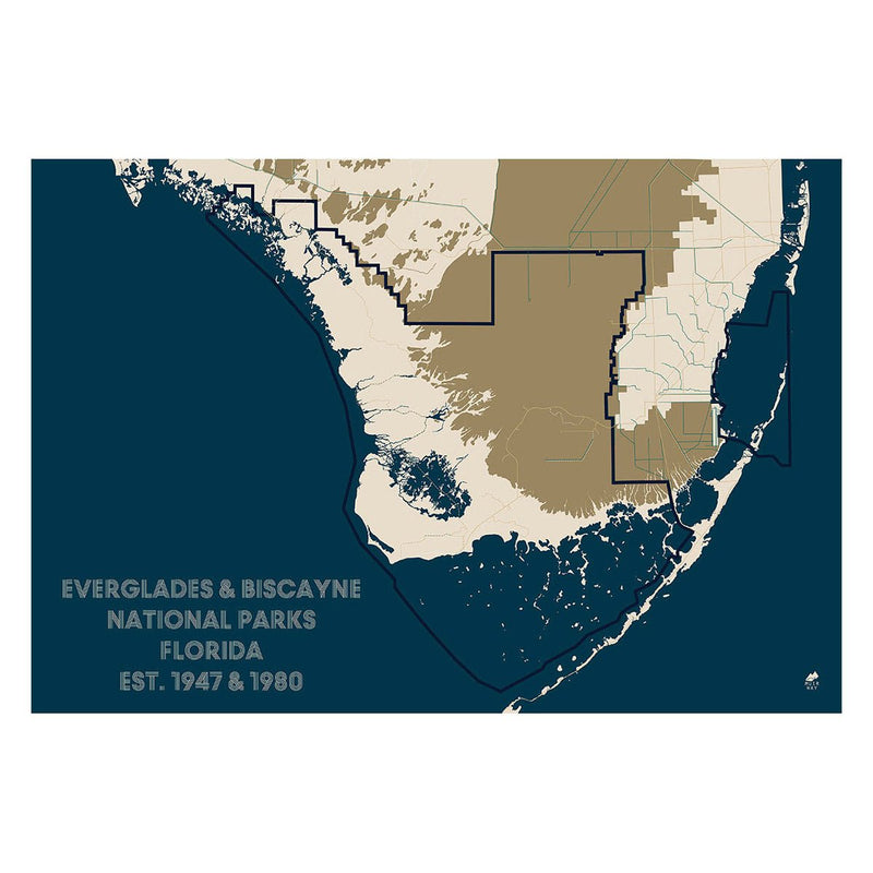 Everglades & Biscayne National Park Map Poster | Muir Way
