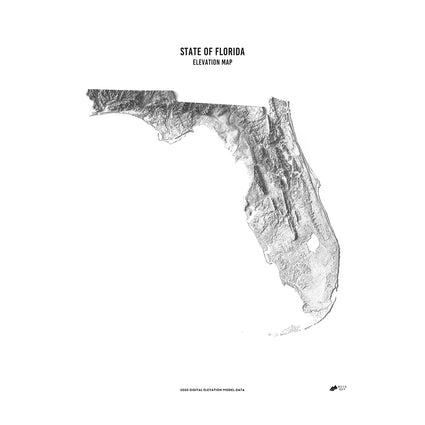 Florida Elevation Map | Museum-Quality Map Print from Muir Way